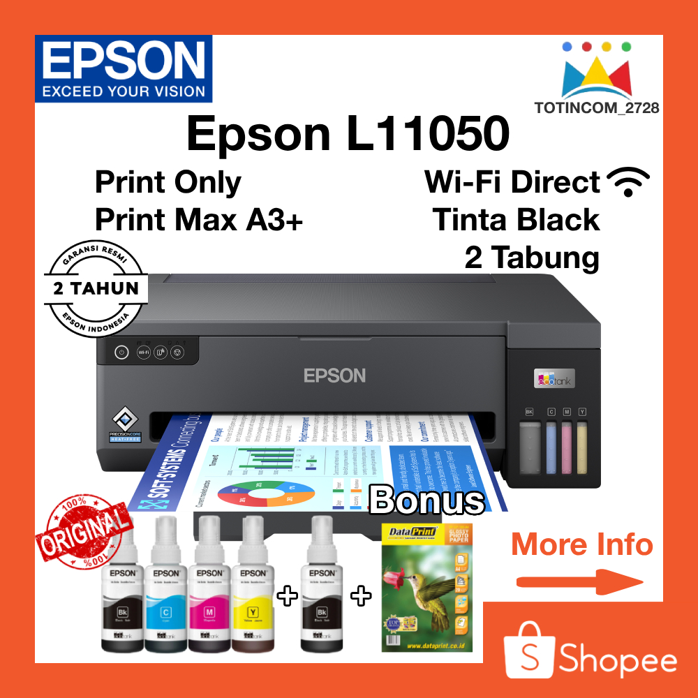 Jual Printer A3+ Epson L11050 Wifi Printer saja Tinta hitam 2 tabung ...