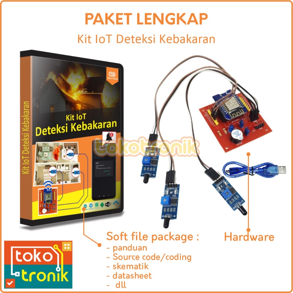 Jual Paket IoT Deteksi Kebakaran ESP8266 Lengkap Panduan Coding dll ...