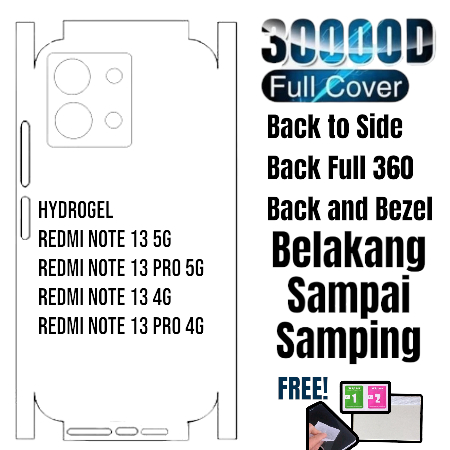 Jual Back Side To Full 360 Hydrogel Xiaomi Redmi Note 14 13 5G 4G 13Pro ...