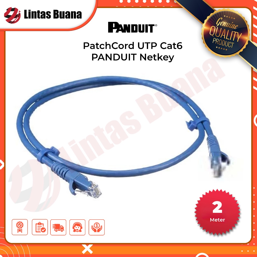 Jual kabel patchcord cat6 24 AWG 2meter Kabel LAN panduit netkey ...