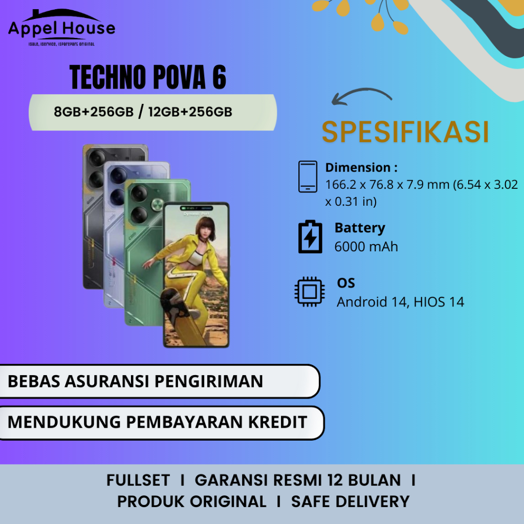 Jual TECHNO POVA 6 BRAND NEW (8GB/256GB) (12GB/256GB) GARANSI RESMI ...