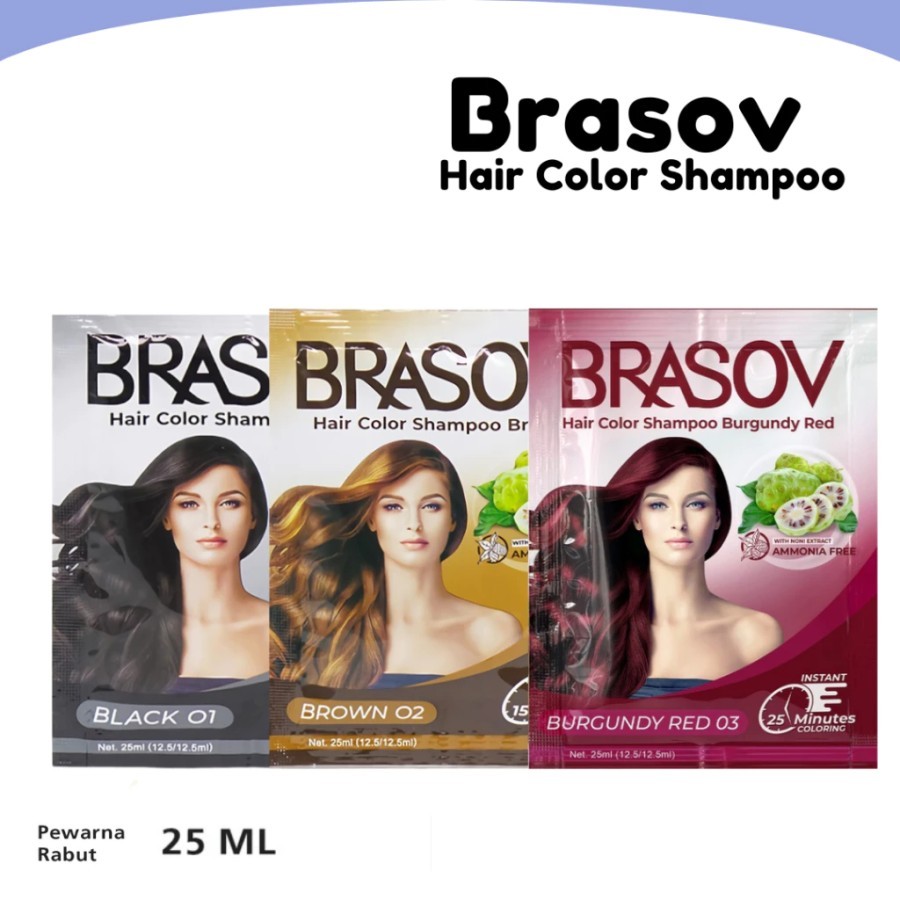 Jual BRASOV Shampoo Pewarna Rambut/ Hair Color Sachet with Noni Extract ...