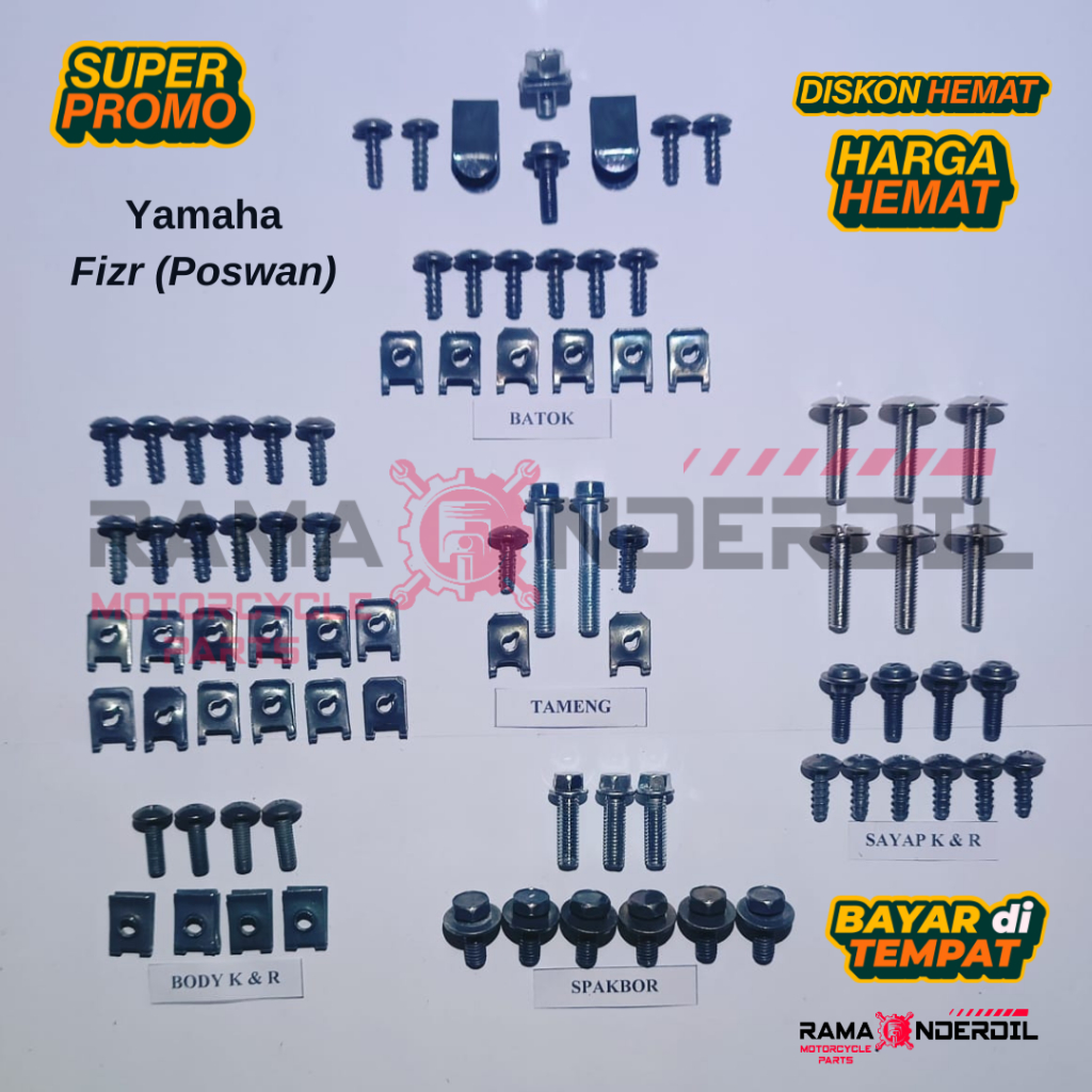Jual Satu set baut / baud mur body motor Fizr / F1zr (poswan) | Shopee ...