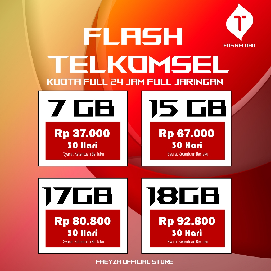 Jual 𝗧𝗘𝗟𝗞𝗢𝗠𝗦𝗘𝗟 𝗙𝗟𝗔𝗦𝗛 𝟯𝟬 𝗛𝗔𝗥𝗜 𝗧𝗘𝗥𝗠𝗨𝗥𝗔𝗛 (𝗕𝗜𝗚) | Shopee Indonesia