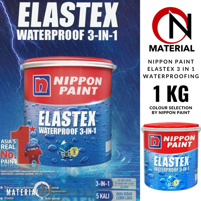 Jual CAT TEMBOK WATERPROOFING ELASTEX 1 KG NIPPON PAINT CAT PELAPIS ANTI BOCOR | Shopee Indonesia
