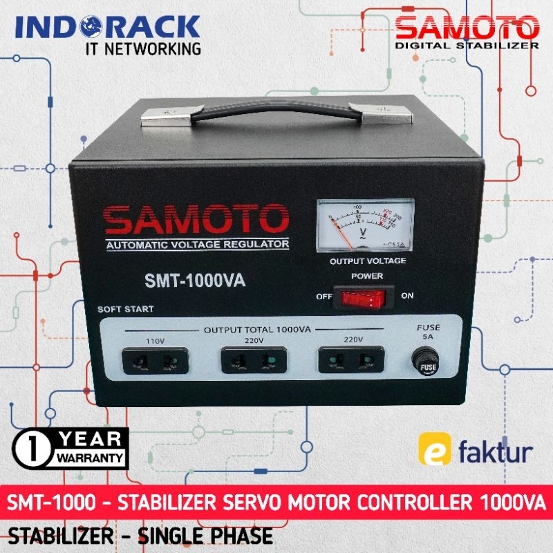 Jual SMT-1000 STABILIZER SAMOTO SERVO MOTOR CONTROLLER 1000VA SINGLE ...