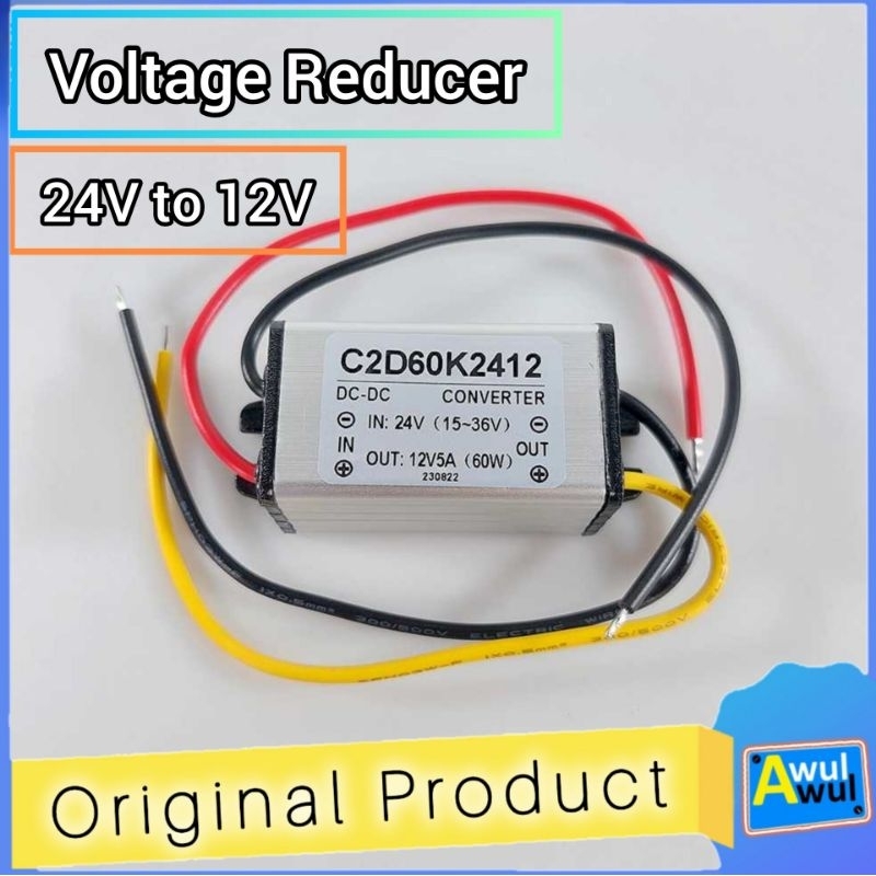Jual Voltage Reducer Step Down DC 24V to 12V Alat Penurun Tegangan Arus ...