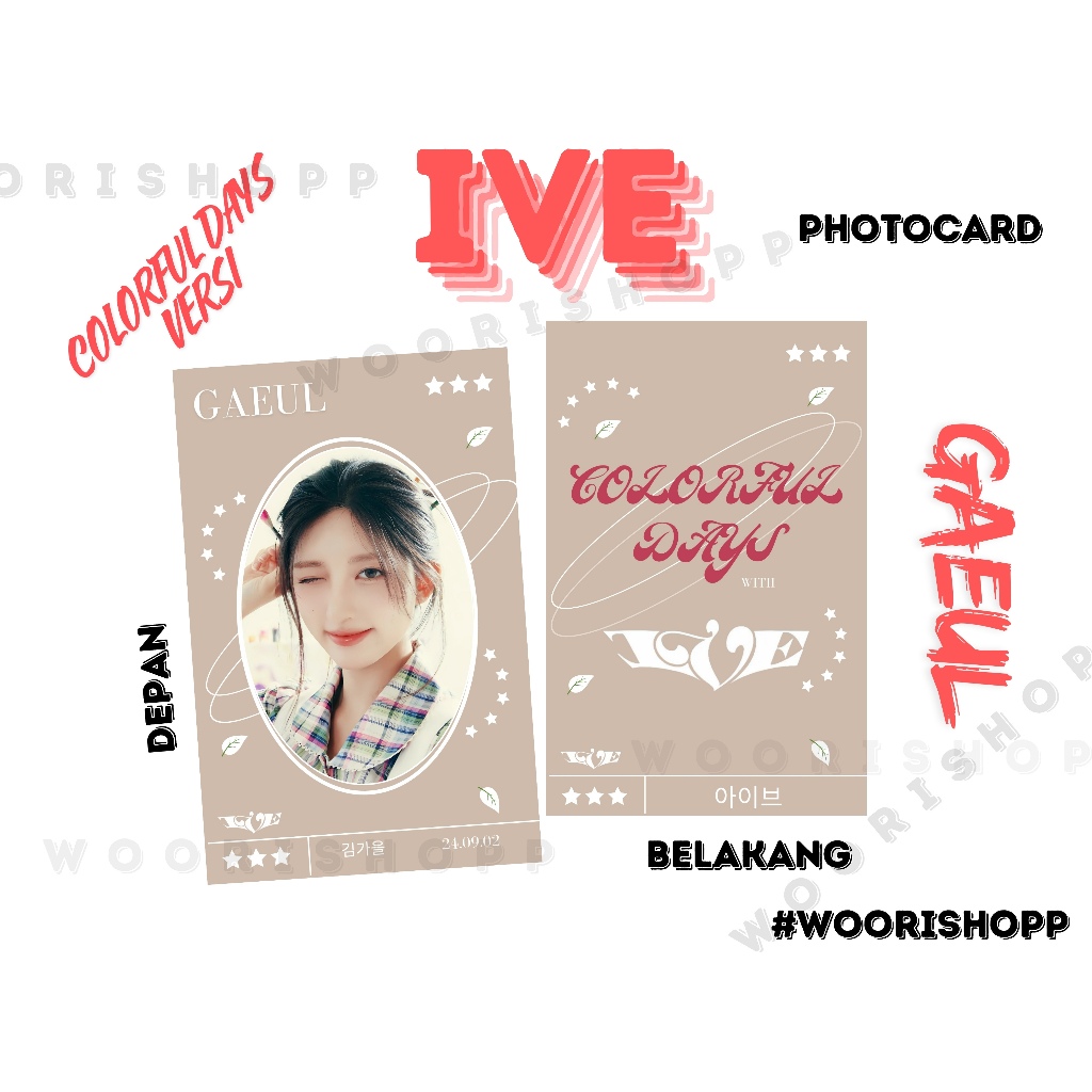 Jual PHOTOCARD IVE COLORFUL DAYS 2SISI (HARGA 1 PCS + LAMINASI 2 SISI) WOORI JPOP KPOP CARDS ...