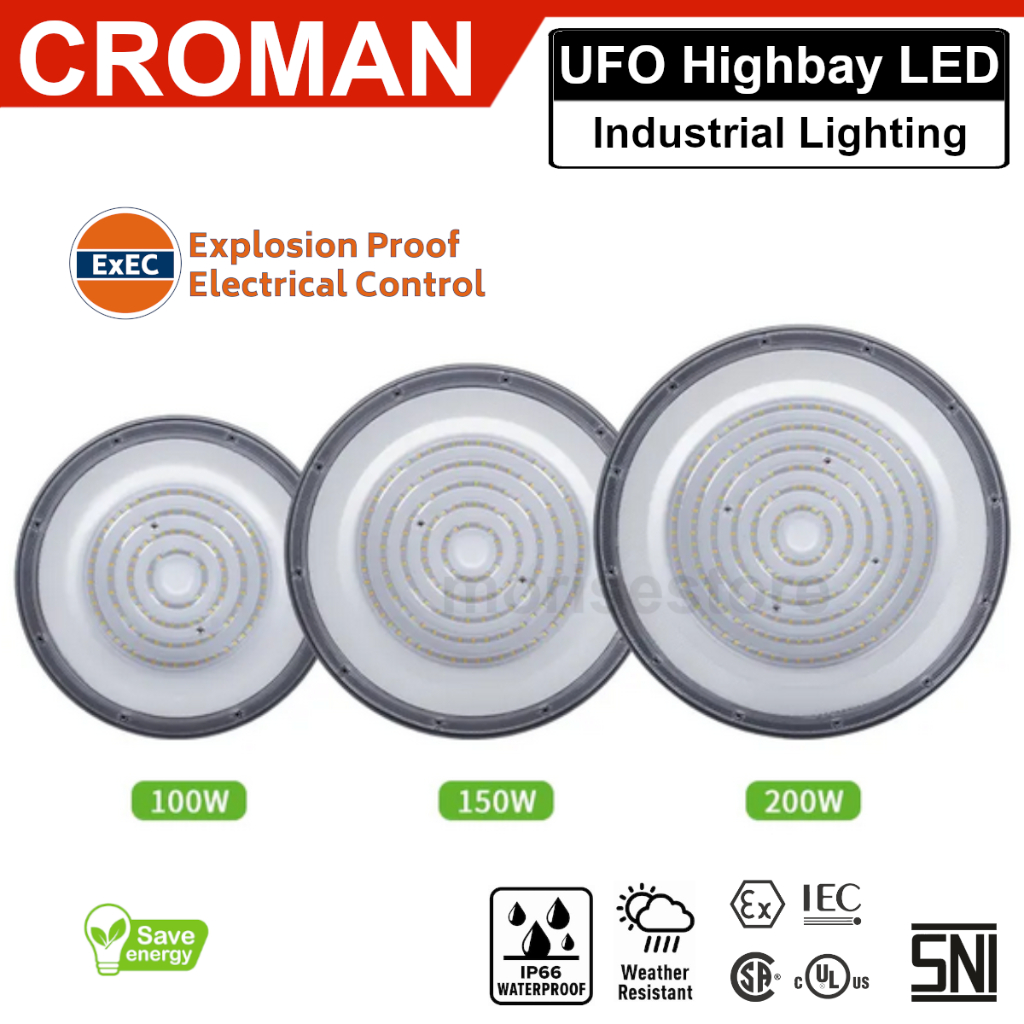 Jual CROMAN Lampu Industri UFO LED Highbay 100W 150W 200W Putih ...