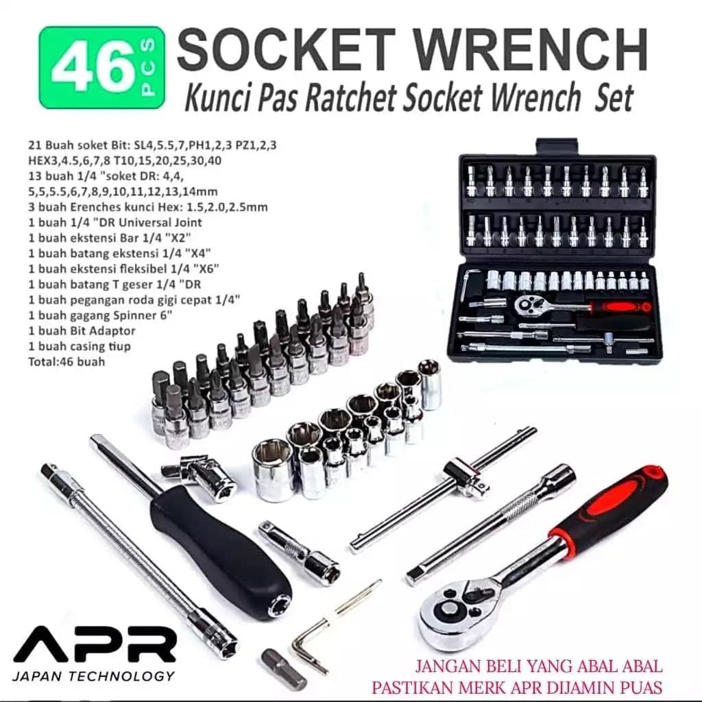 Jual APR JAPAN ORIGINAL AP46 Kunci Shock Sett Kunci Sok UK 1/4 46pcs ...
