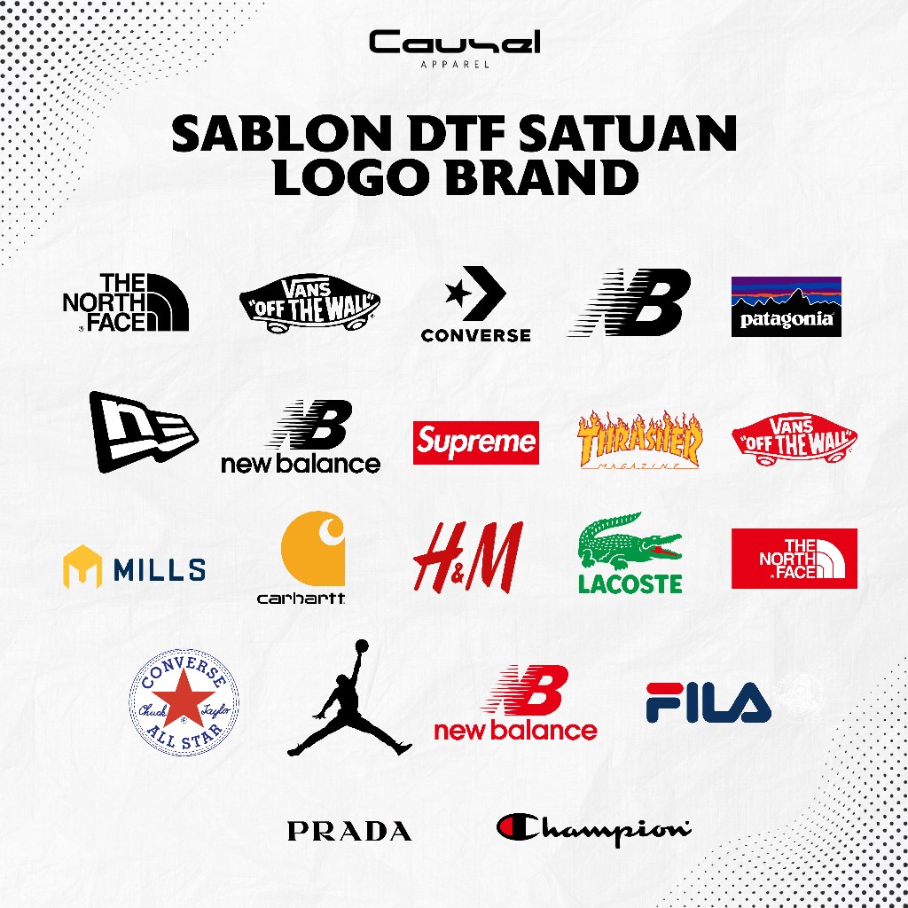 Jual Sablon Setrika DTF Satuan Logo Brand Ukuran A5 Siap Press Setrika ...