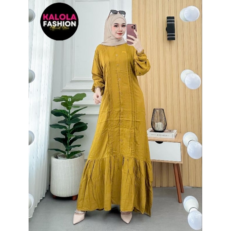 Jual Kalola~Azeema gamis model terbaru bahan polo linen Halus lembut ...