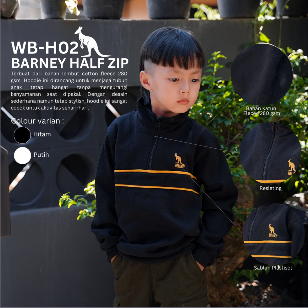 Jual Wellboy Barney Sweater Half Zip Anak | Shopee Indonesia