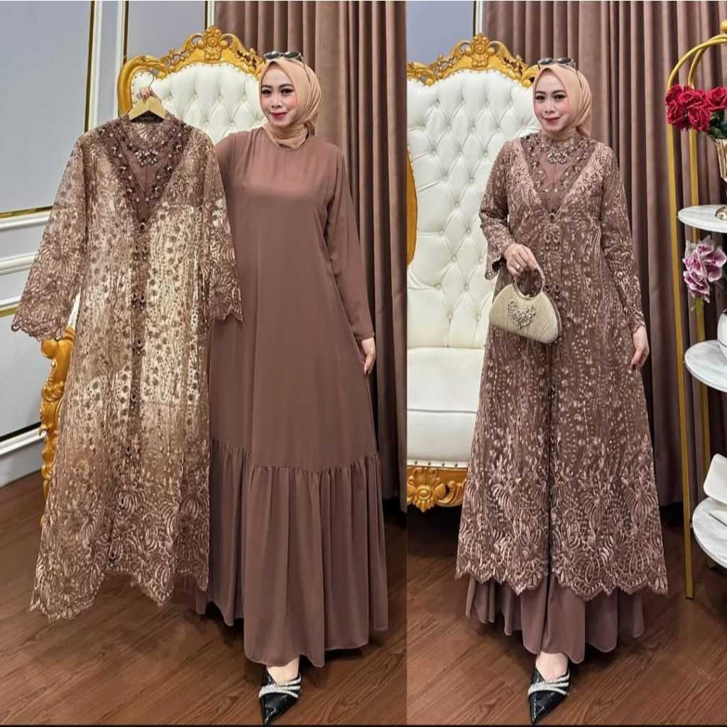 Jual COD Dress Brokat Terbaru 2025 Mewah Kekinian // Haruma Dress // Gamis Terbaru / Gamis Pesta ...