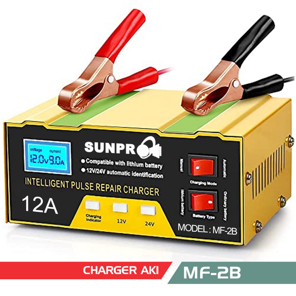 Jual Charger Aki Mobil Motor 12V/24V 6-105AH MF-2B Smart Battery Charger | Shopee Indonesia