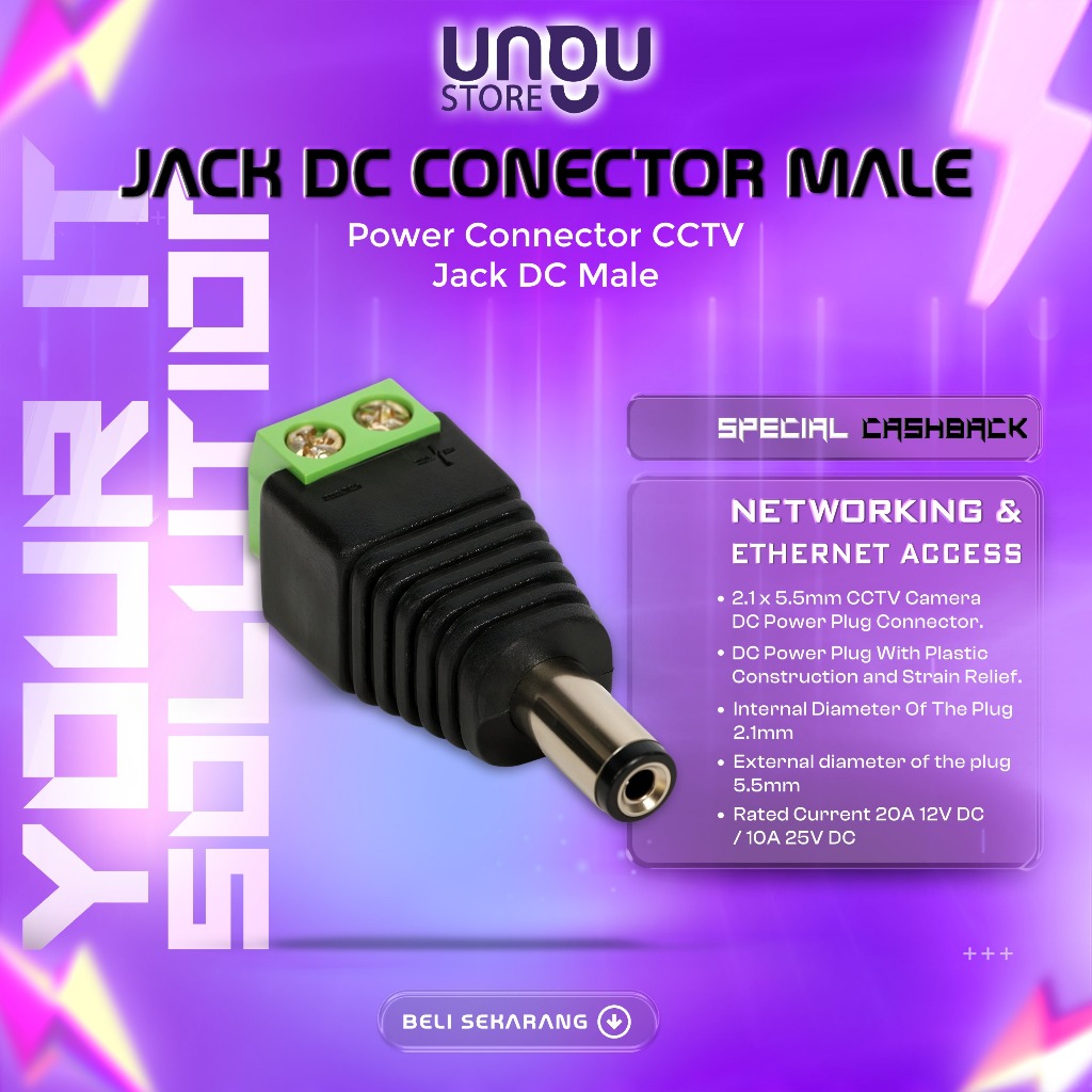 Jual Jack DC Konektor Power Male Jack Adapter Power CCTV Male Konektor ...