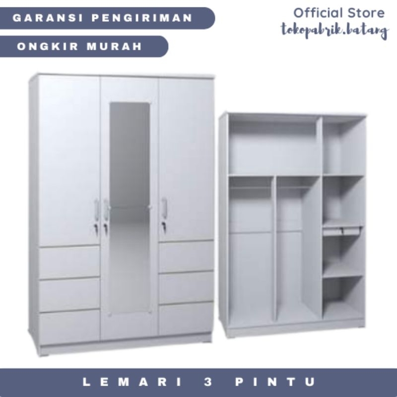 Jual Lemari pakaian 3 pintu full kaca lemari baju modern minimalis lemari 3 pintu murah | Shopee ...