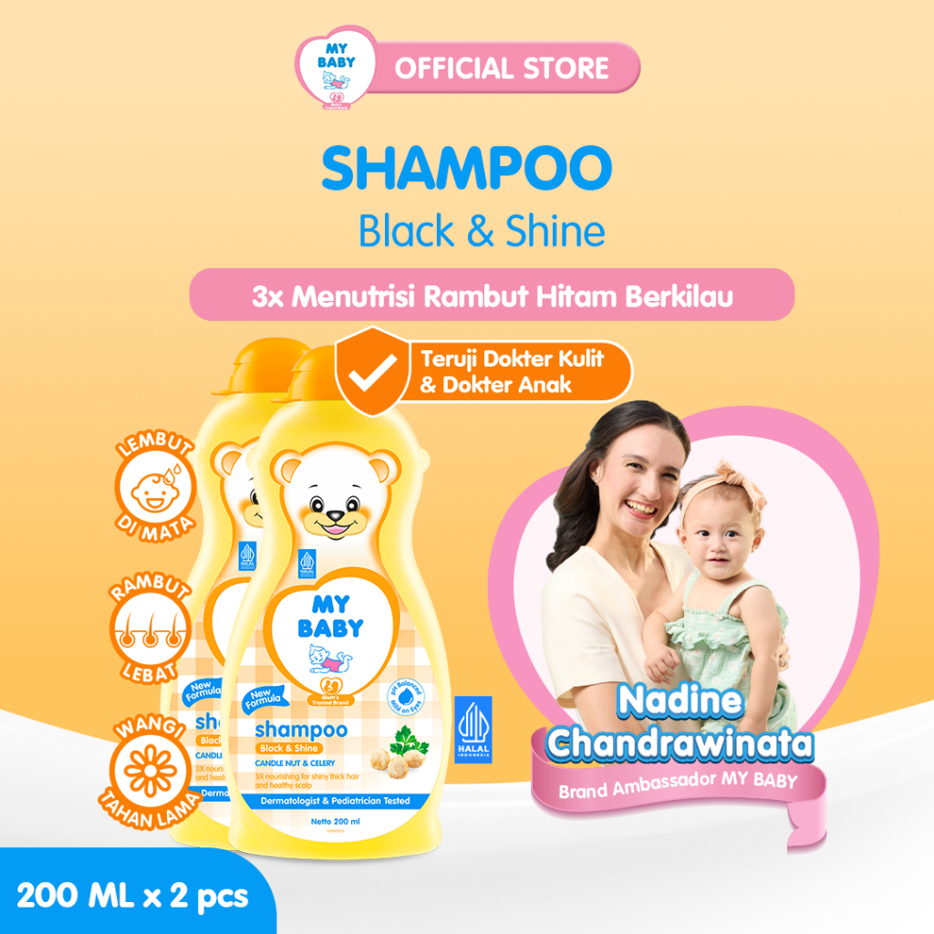 Jual MY BABY Shampoo Black & Shine [200mL/2pcs] - Shampoo Bayi Kemiri ...