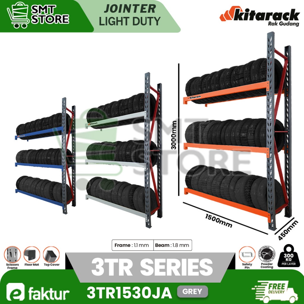 Jual KITARACK Rak Gudang 3TR1530J Tire Rack Jointer Abu Series Rak Ban ...