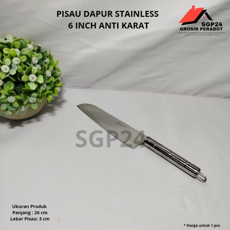 Jual 1 PCS PISAU DAPUR STAINLESS GD 6 INCH MURAH CHEF KNIEF PISAU BUAH SAYUR SUPER TAJAM ...