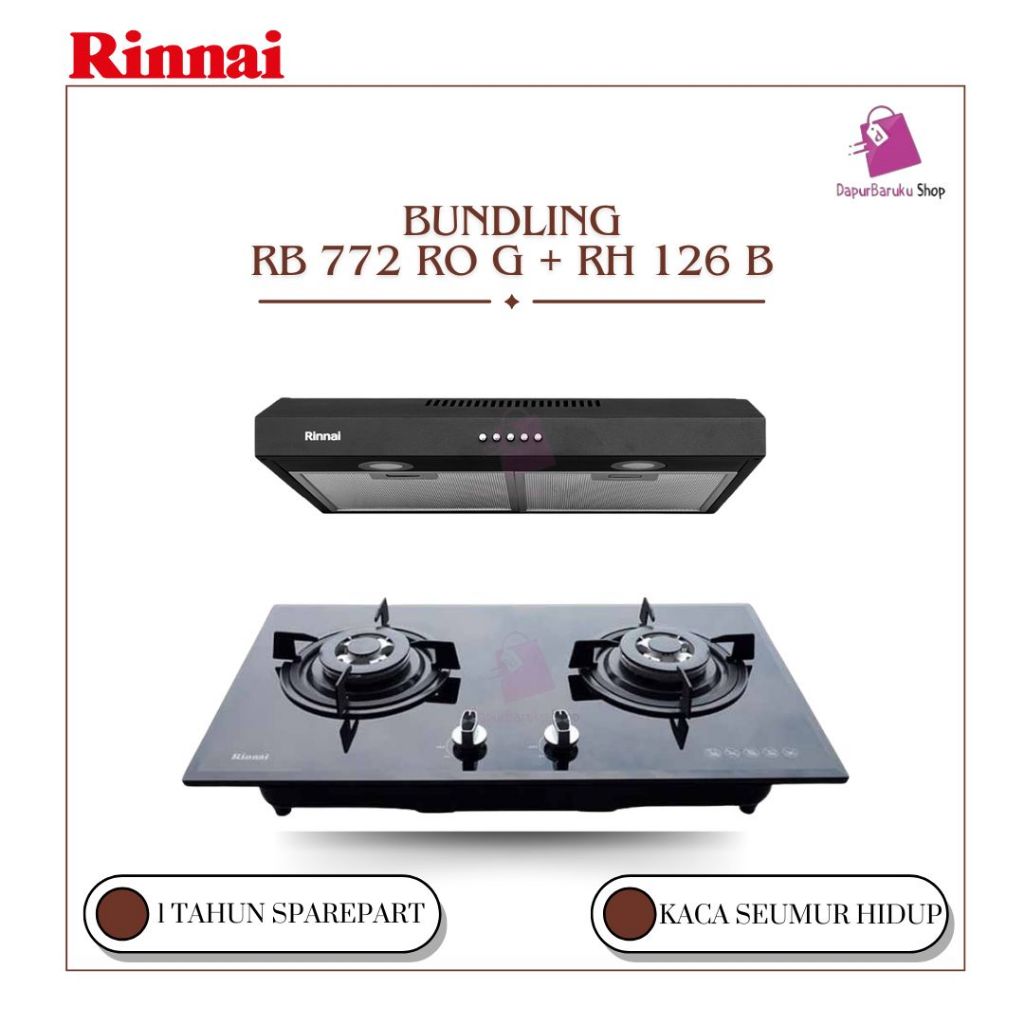 Jual Kompor Rinnai RB 772 ROG + Cooker Hood Rinnai RH 126 B | Shopee Indonesia
