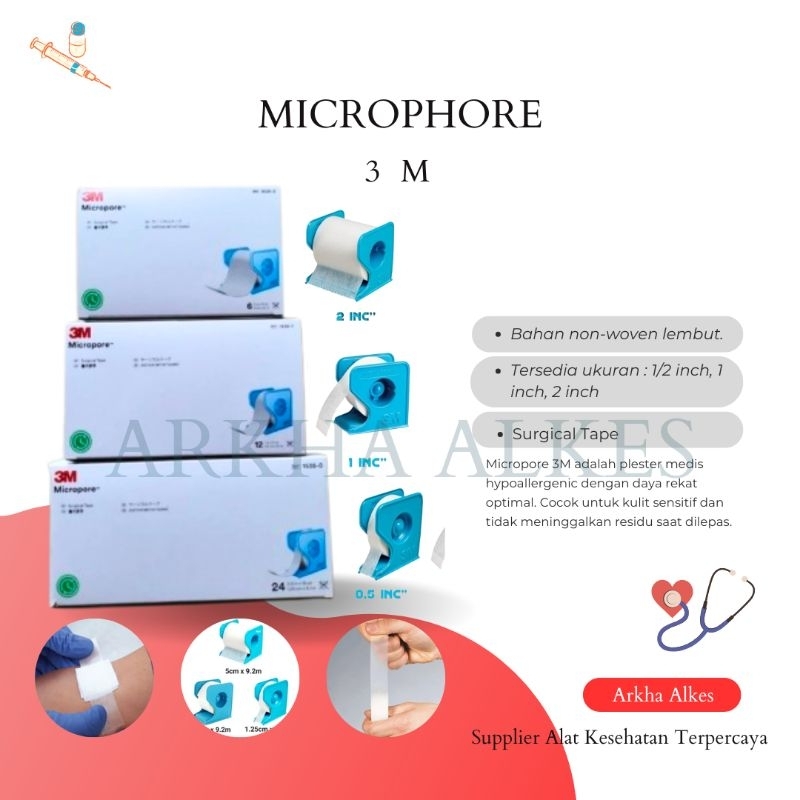 Jual Micropore 3 M ukuran 1 inch 2 inch 1/2 inch Plester Luka daya ...