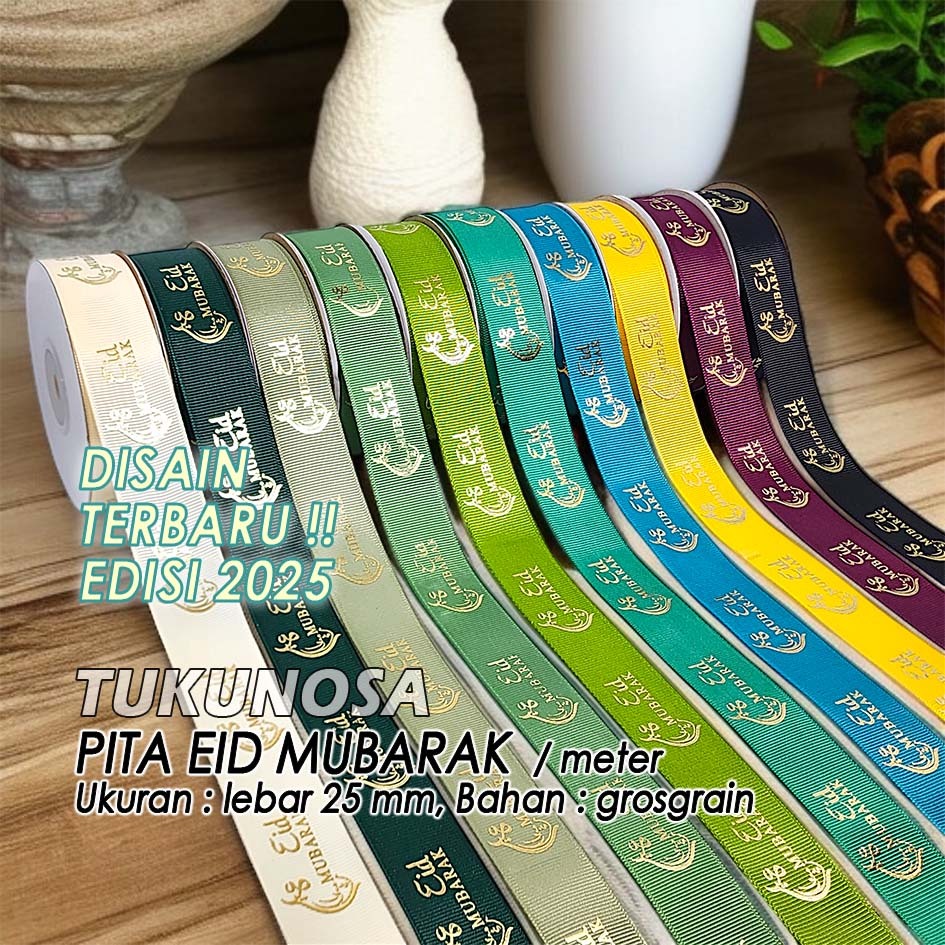Jual PITA EID MUBARAK 25 MM / METER PITA IDUL FITRI LEBARAN PITA ...