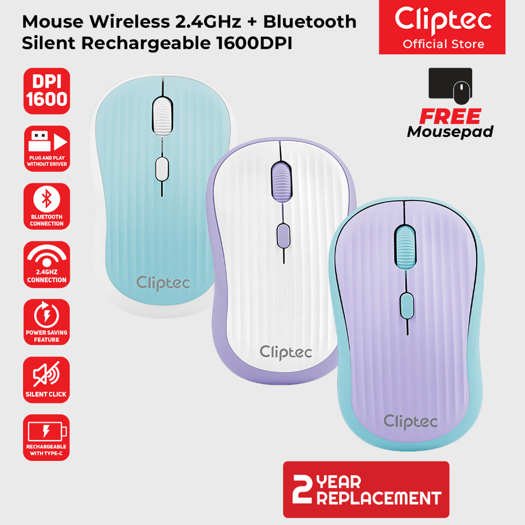 Jual Mouse Bluetooth Wireless Rechargeable Silent 1600Dpi Dual Mode ...