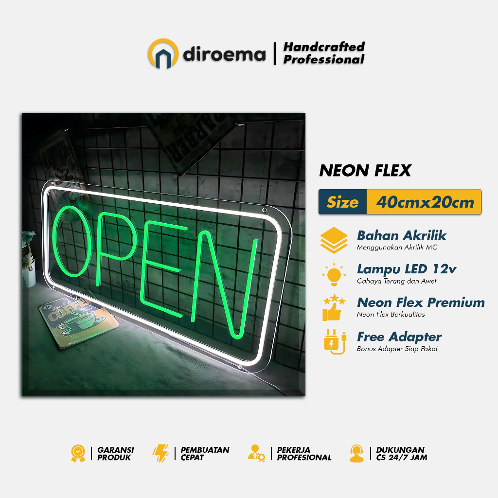 Jual Lampu Neon Flex Open Sign LED | Neon Sign | Neon Light Desain Open ...