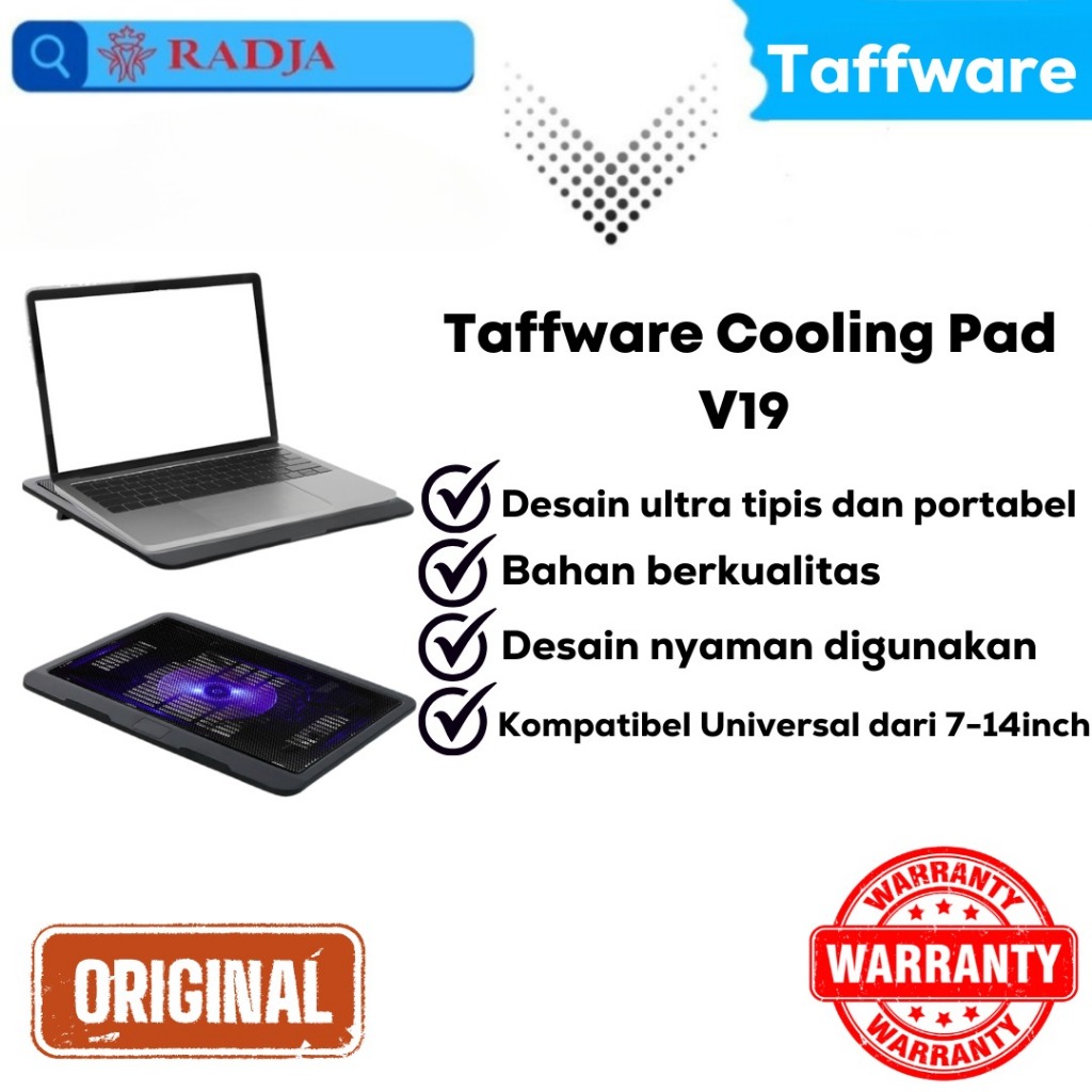 Jual Taffware Notebook Cooler Pad Laptop Ultra Thin Radiator Cooling ...
