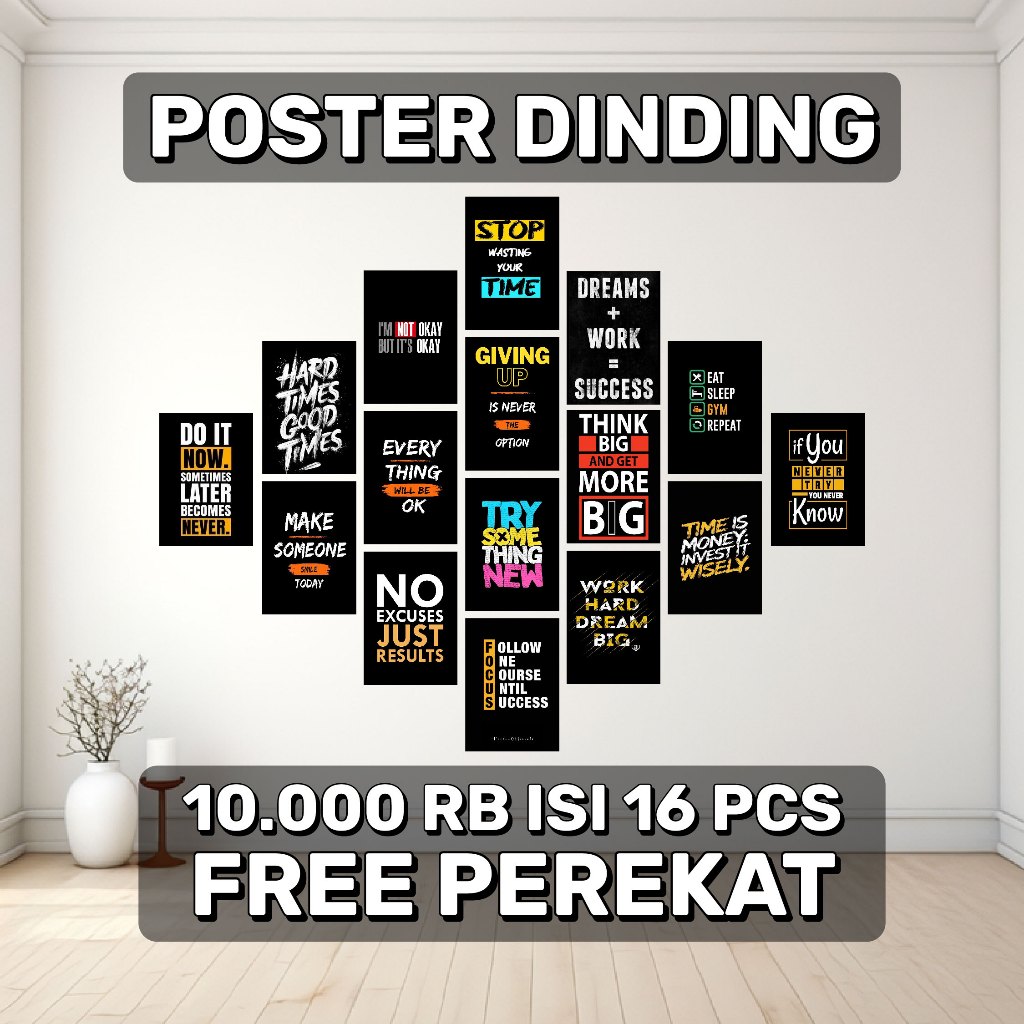Jual Poster Dinding Aesthetic Isi 16 Poster Tinggal pasang Free Perekat ...