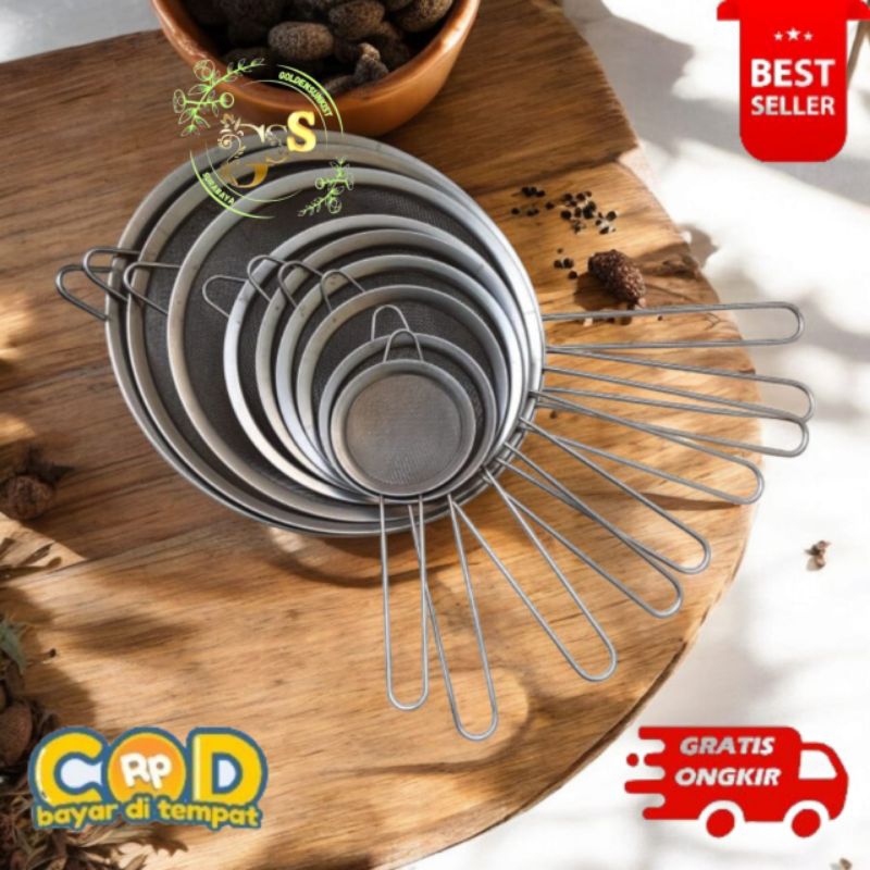 Jual [GS] saringan teh stainless steel 18,20,24 cm / saringan minyak ...