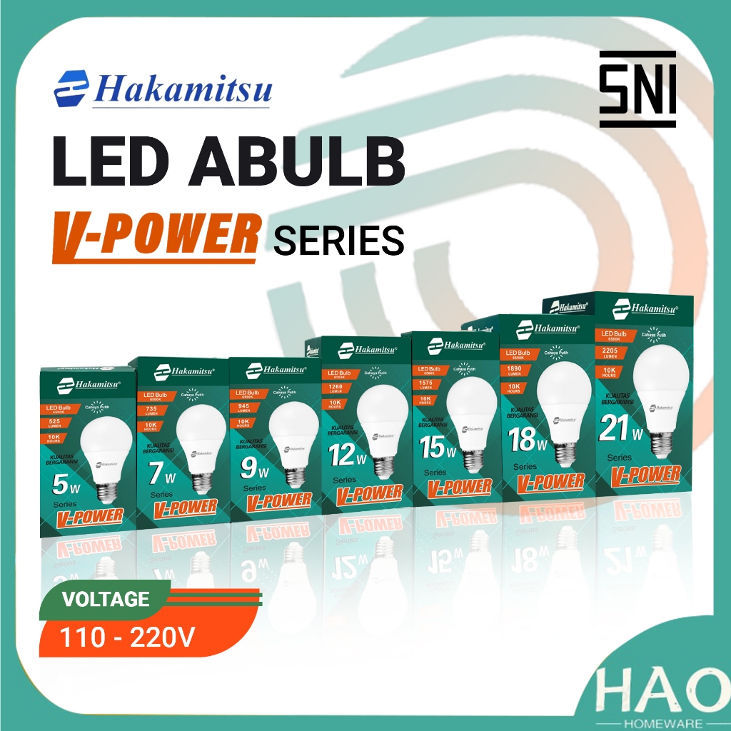 Jual Lampu Hakamitsu V-Power Series 5w 7w 9w 12w 15w 18w 21w / Lampu Led Bulb / Lampu Putih ...
