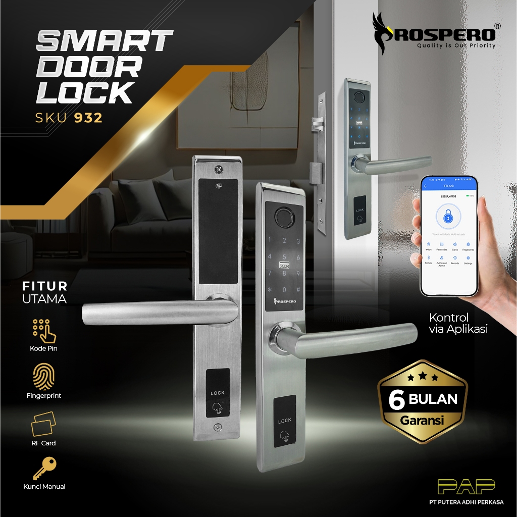 Jual Kunci Pintu Rumah Otomatis SMART DOOR LOCK Gagang Pintu Smart Lock Fingerprint Pintu ...