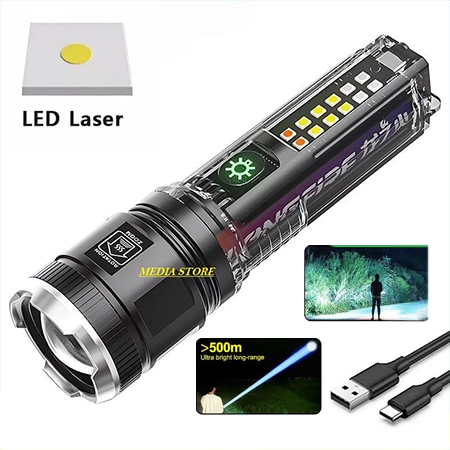 Jual Senter X36 LED Laser Zoom Out Transparan Solar Panel Rechargeable 7 Mode COD | Shopee Indonesia