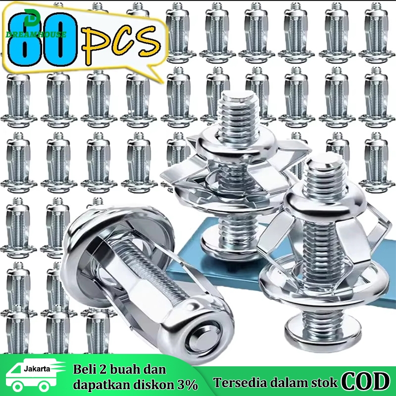 Jual 80PCS Jack Nut - Rivet Plat Metal Mur Baut Drat Sekrup Fisher M4 M5 M6 Skrup | Shopee Indonesia