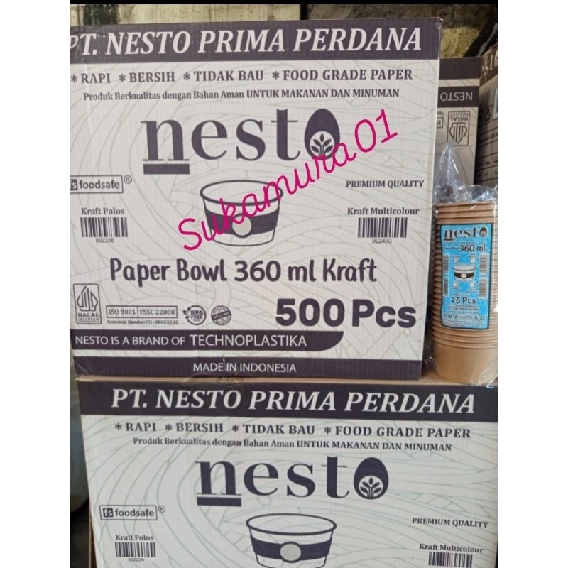 Jual KRAFT PAPERBOWL 360ML COKLAT 1 DUS - PAPER BOWL COKLAT 360ML NESTO ...