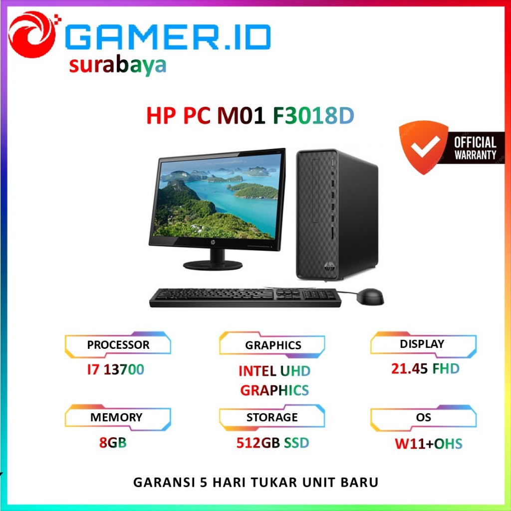 Jual HP PC M01 F3018D I7 13700 8GB 512GB W11+OHS BLK + MONITOR V22 | Shopee Indonesia