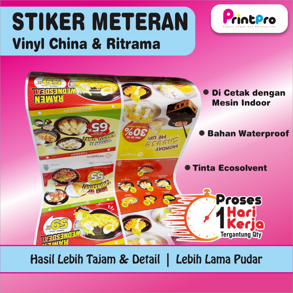 Jual Cetak Stiker Custom Meteran Indoor / Print Sticker Vinyl Meteran ...