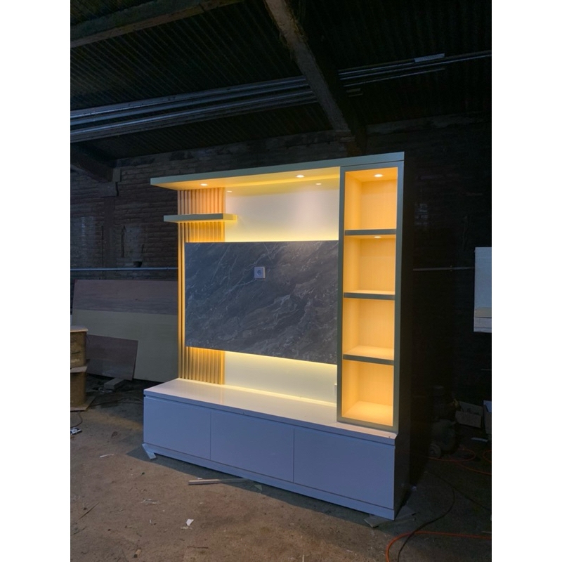 Jual backdrop tv / kabinet tv / rak tv minimalis hpl jepara | Shopee ...