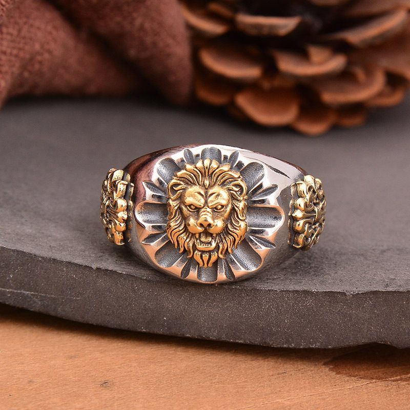 Jual Cincin Retro Desain Ukiran Kepala Singa Perkasa Penjaga Matahari ...