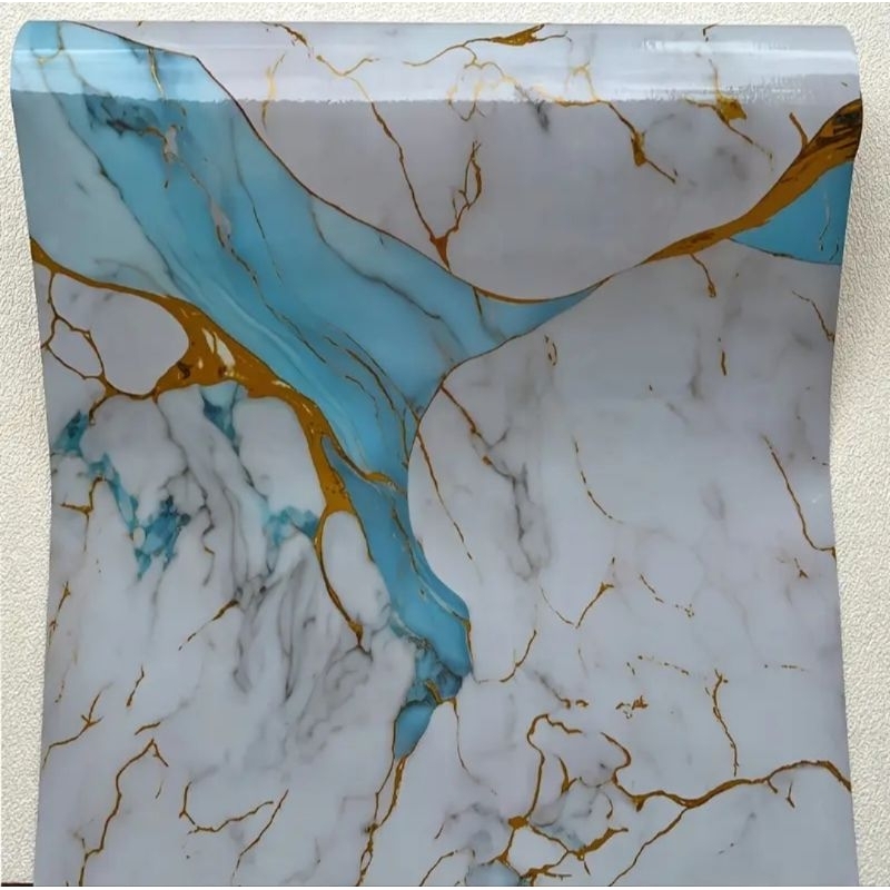 Jual wallpaper sticker dinding motif marmer kuning biru perr roll 8m x ...