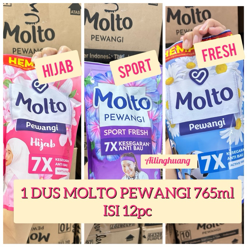 Jual 1 DUS MOLTO PEWANGI isi 12pc / 1 DUS MOLTO PEWANGI HIJAB 765ml 12pc / 12pc MOLTO PEWANGI ...