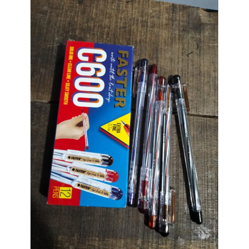 Jual 1 Kotak isi 12 Pena Faster C6000 Warna Hitam | Shopee Indonesia
