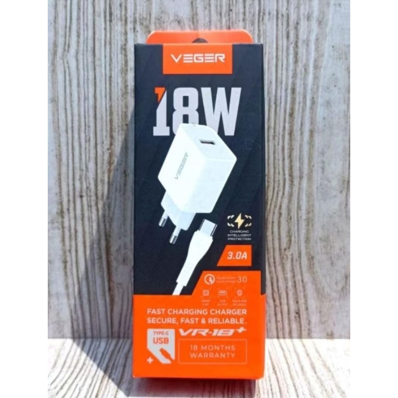 Jual Charger VEGER VR18+ Qualcomm Quick Charger 3.0A 1 port Type-C ...