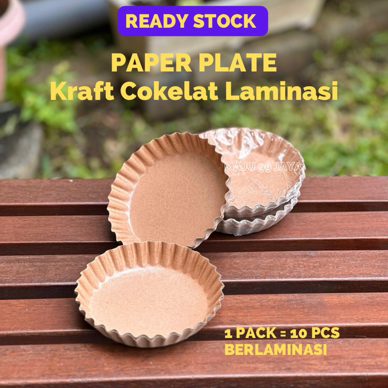 Jual (10 PCS) Piring Kertas Paper Plate Kraft Cokelat Laminasi Food ...