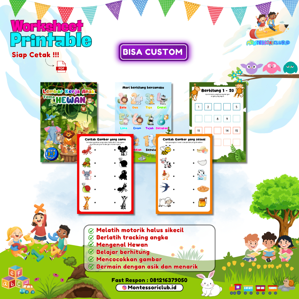 Jual 002 (File PDF) Worksheet PAUD SD TK / Lembar kerja anak / Lembar ...