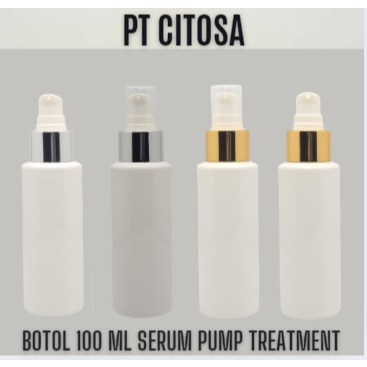 Jual Botol 100 ml Serum Pump Treatment Chrome RF Pendek Putih / Botol ...