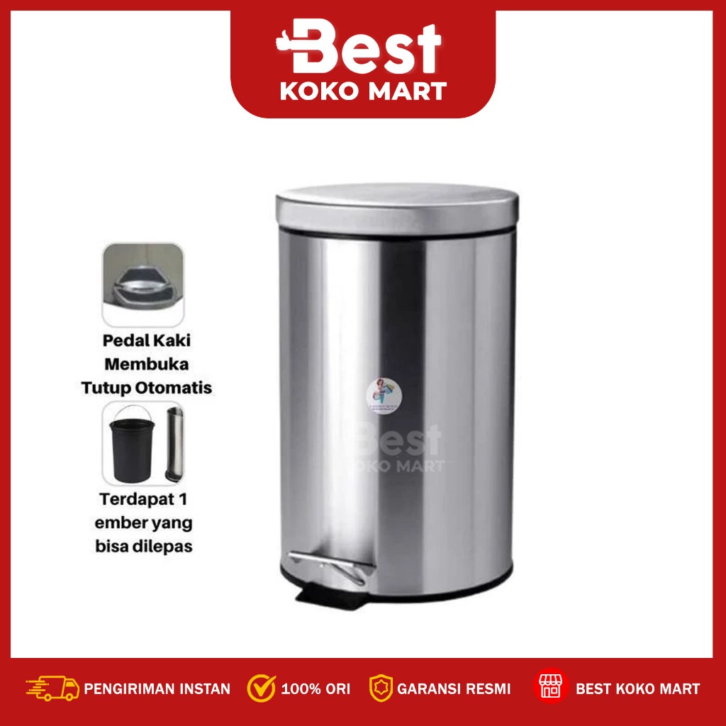 Jual Dust Bin Injak Stainless Steel 12 Liter Maspion | Shopee Indonesia