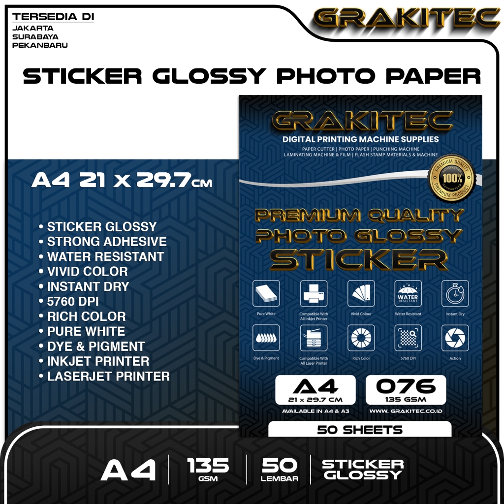 Jual Sticker Glossy Photo Paper A4 - Isi 50 Lembar Glossy Photo Sticker ...